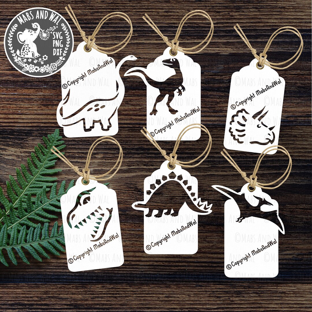 Dinosaur Gift Tags SVG PNG DXF Digital Cutting (Instant Download) - Etsy