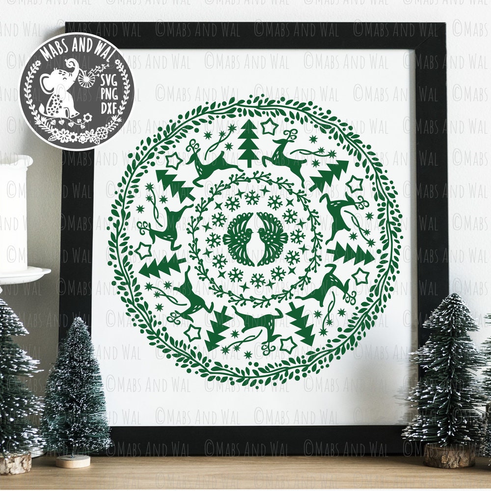 Christmas Mandala SVG PNG DXF digital cutting file/Christmas | Etsy