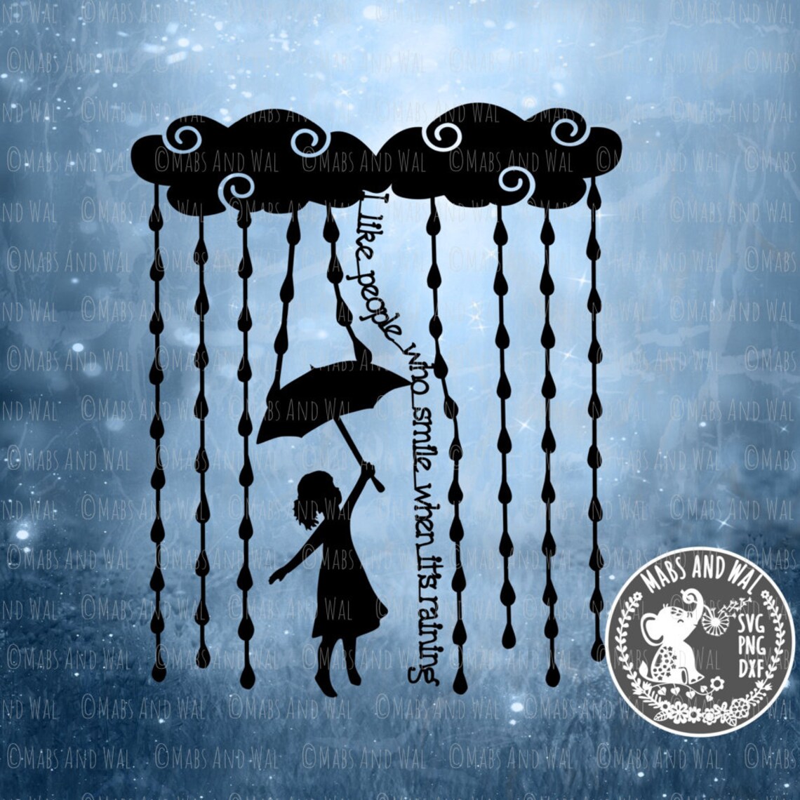 Raining SVG PNG DXF Digital Cutting File/smile When It is | Etsy UK