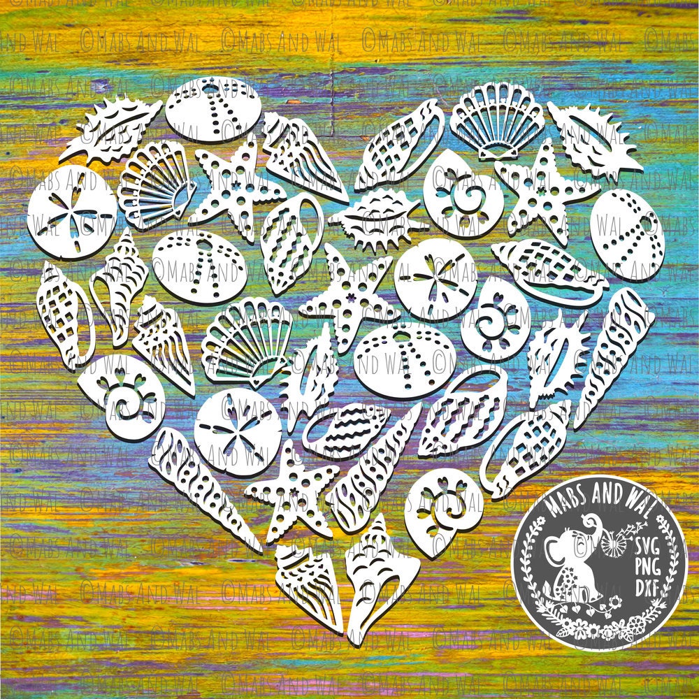 Shell heart SVG PNG DXF digital cutting file/beach house | Etsy