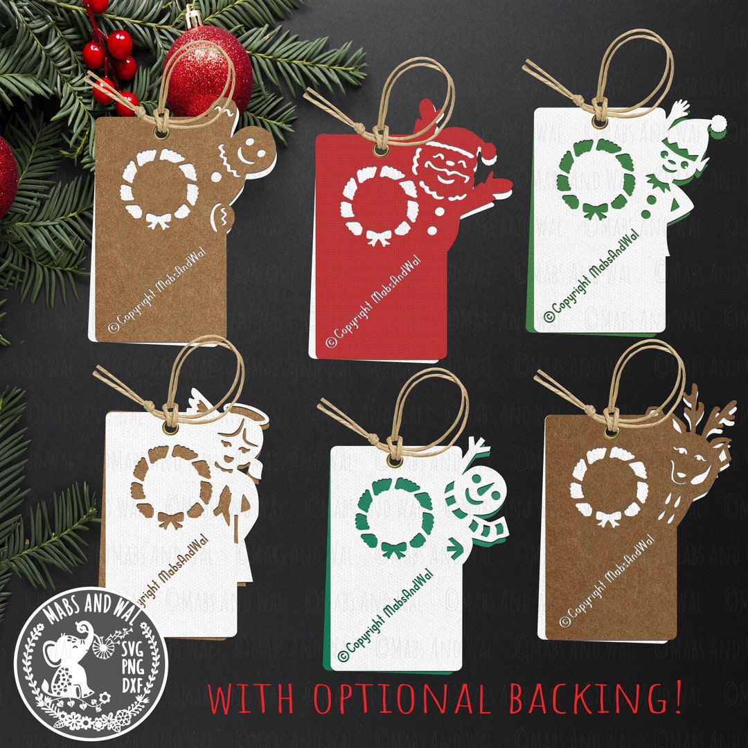 Christmas Character Door Gift Tags SVG PNG DXF Digital Cutting File ...