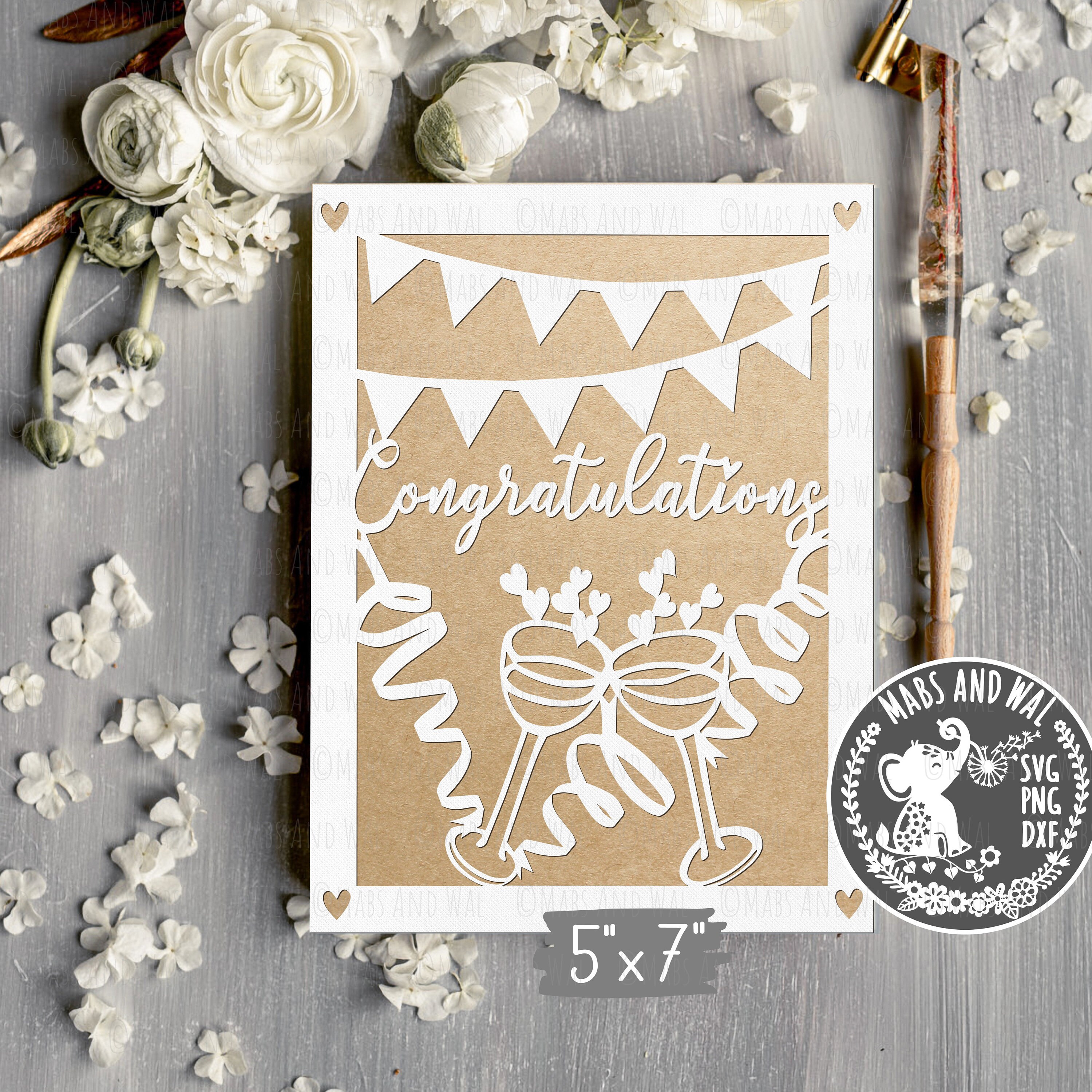 Congratulations Card SVG PNG DXF Digital Cutting - Etsy UK