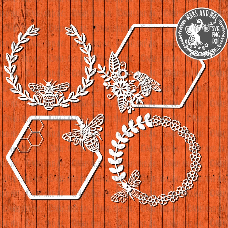 Bee frames SVG PNG DXF digital cutting file/laurel bee | Etsy