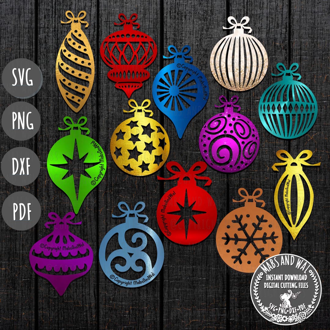 Christmas Ornaments SVG PNG DXF Pdf Digital Download Cutting File ...