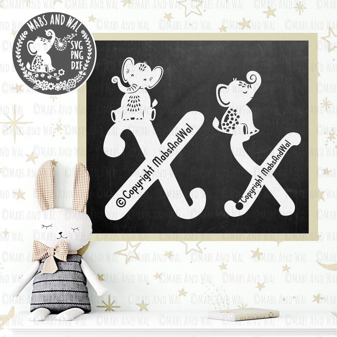 Elephant Alphabet Letter X SVG PNG DXF Digital Cutting - Etsy