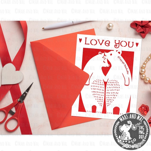 Love You Bear Card SVG PNG DXF Digital Cutting File/bears in | Etsy