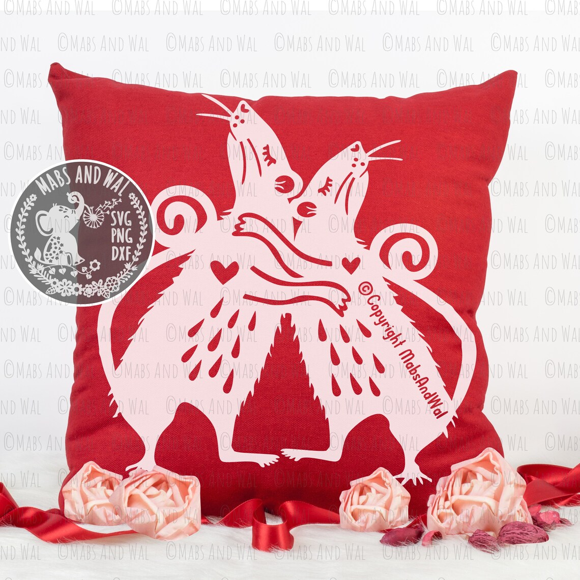 Rats Cuddling SVG PNG DXF Digital Cutting File/rat Svg/folk Style Rat ...