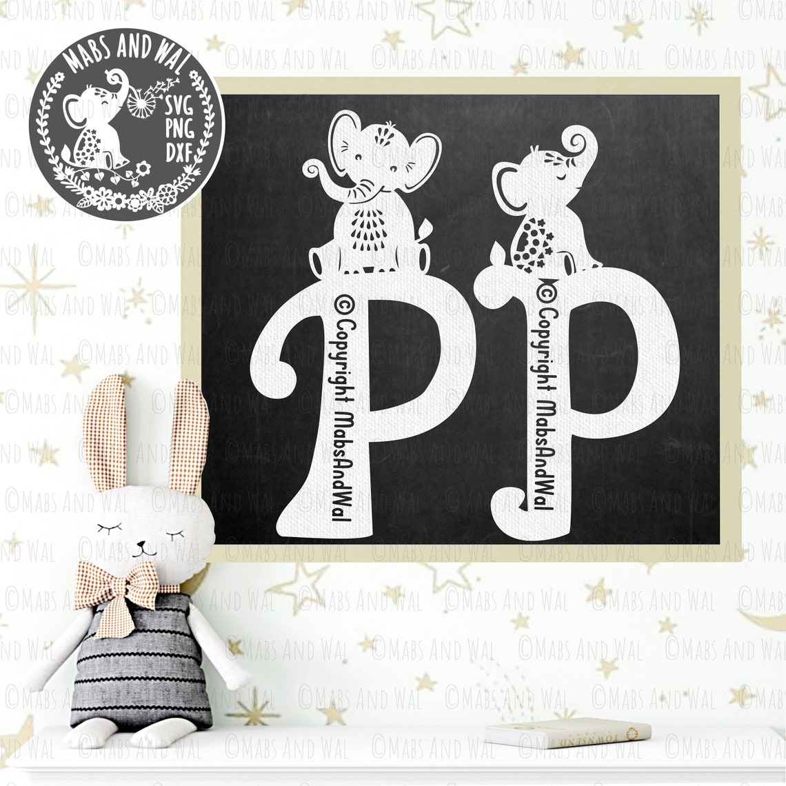 Elephant Alphabet Letter P SVG PNG DXF Digital Cutting - Etsy