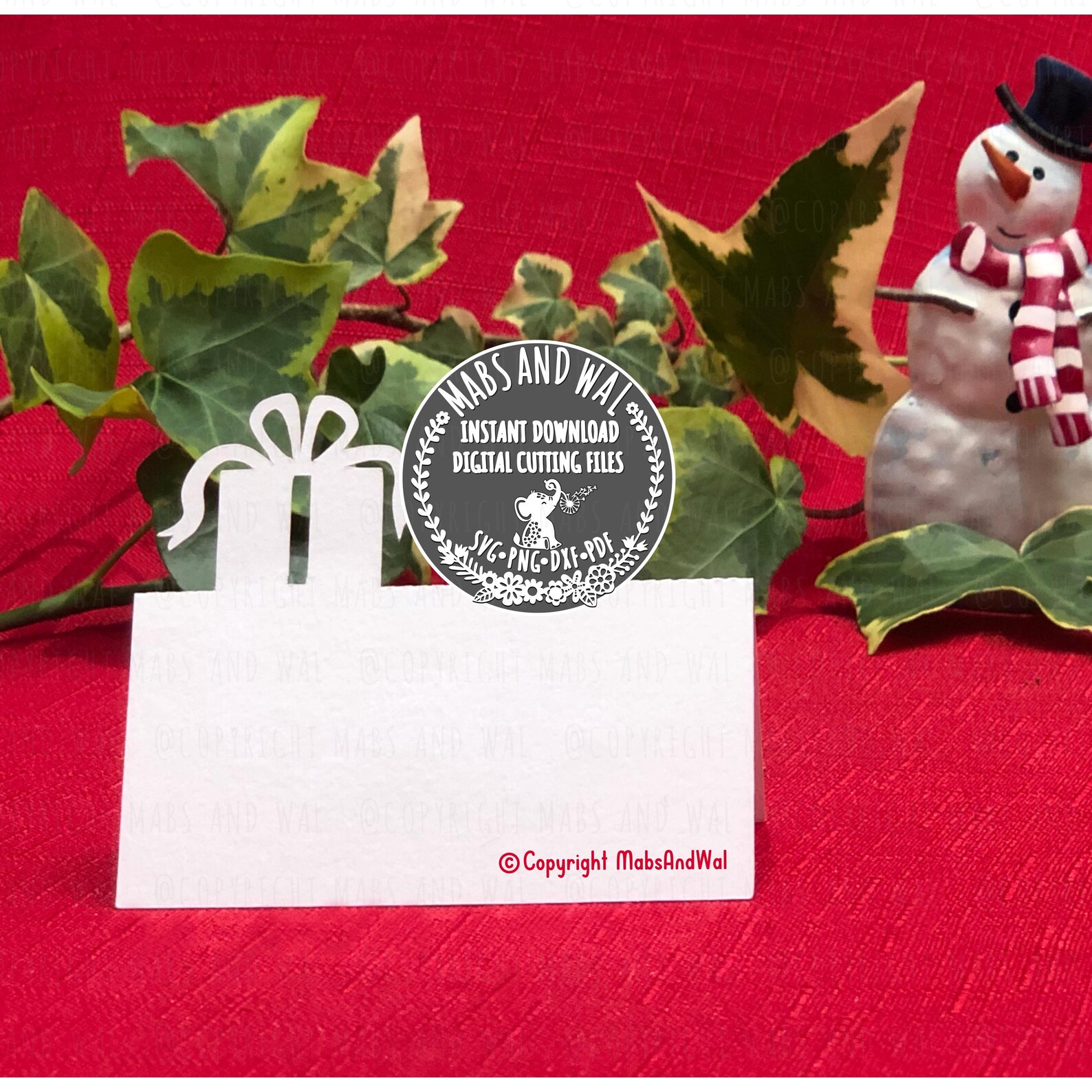 Christmas Table Name Place Cards 1 SVG PNG DXF Pdf Digital Cutting File ...