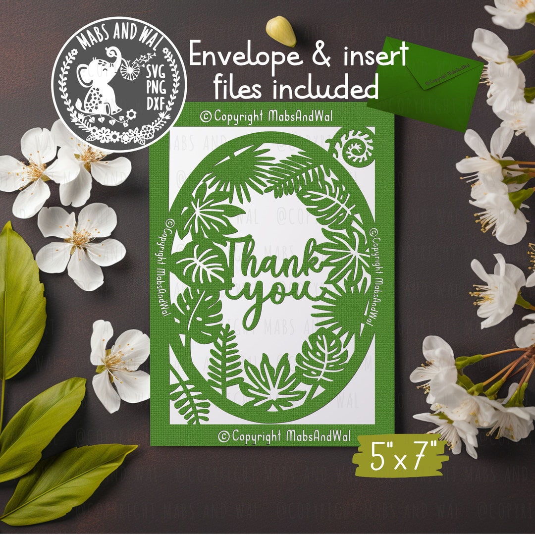 Thank You Tropical Leaf Card SVG PNG DXF Digital Cutting File/tropical ...