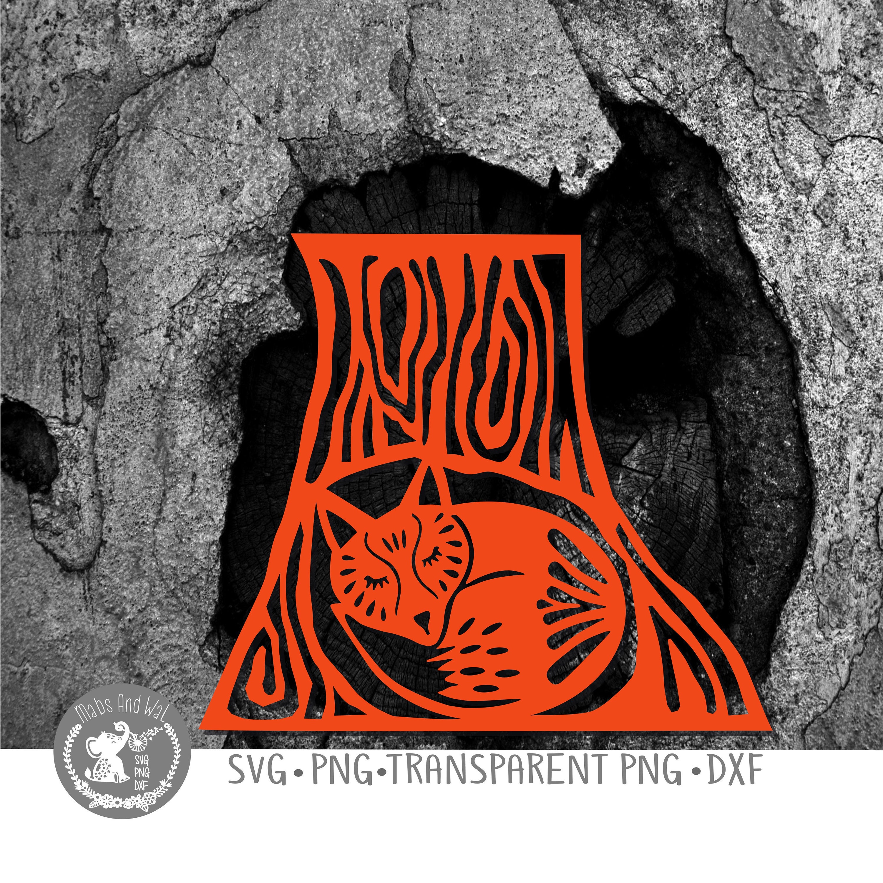 Fox in tree hollow SVG PNG DXF digital cutting file/fox | Etsy