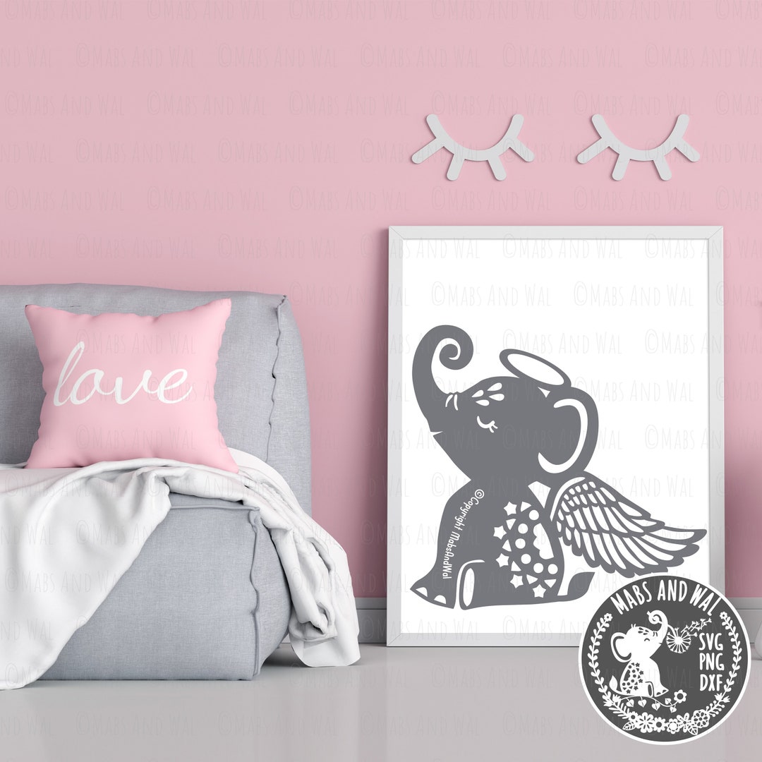 Elephant Angel SVG PNG DXF Digital Cutting File/children's Nursery ...