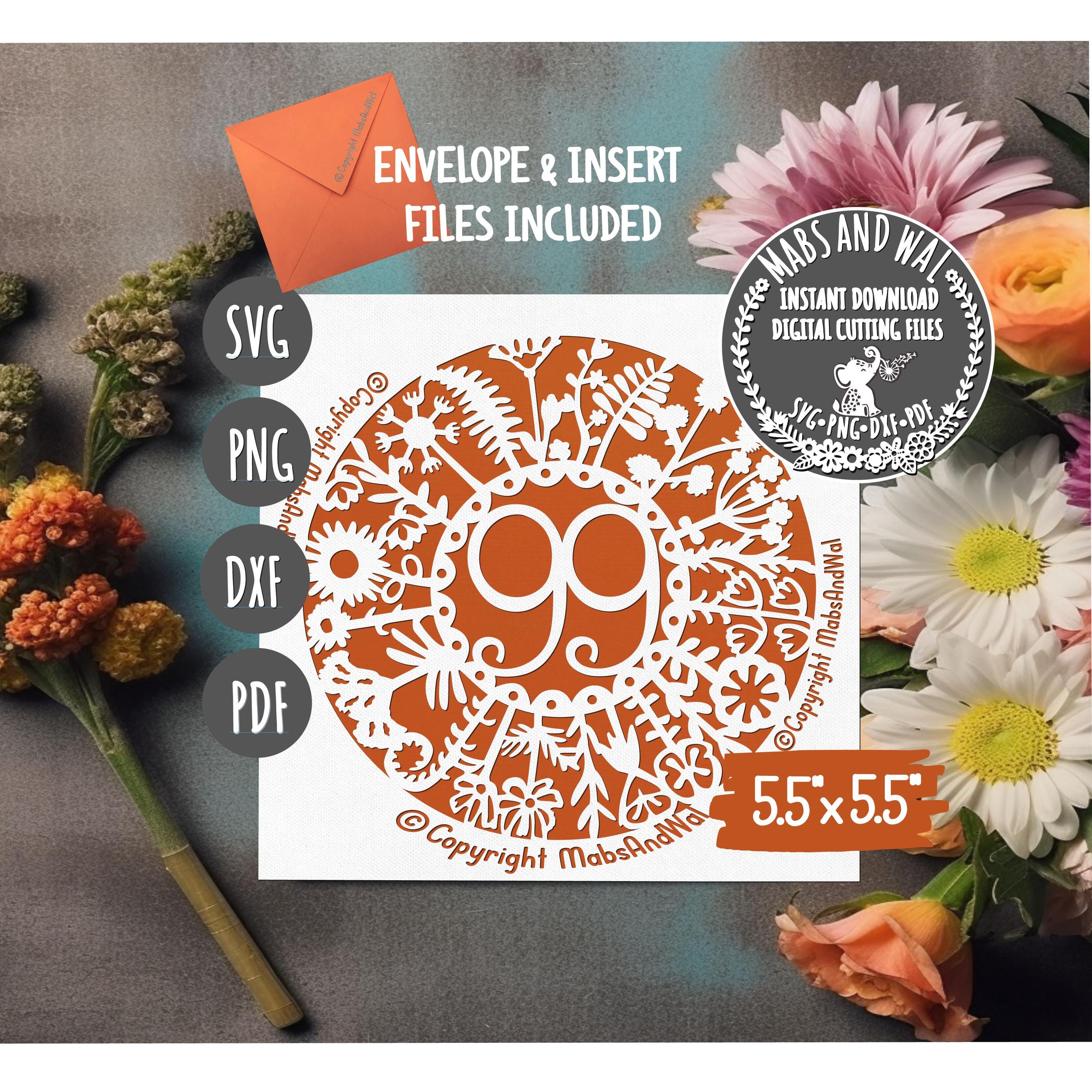 Age 99 Flower Card SVG PNG DXF Pdf Digital Cutting File/age 99 Svg ...