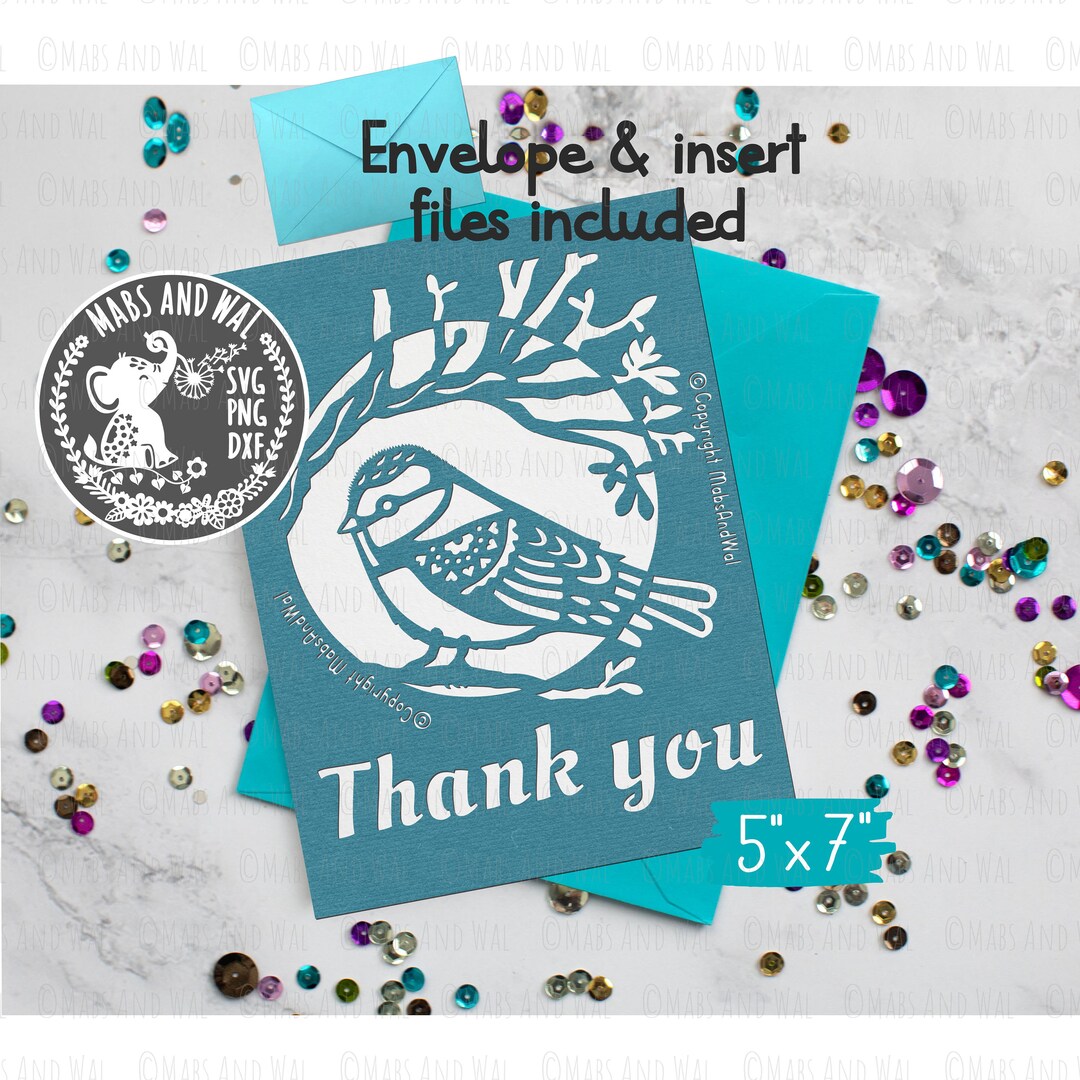 Bird Thank You Card SVG PNG DXF Digital Cutting File/bird Thank You Svg ...