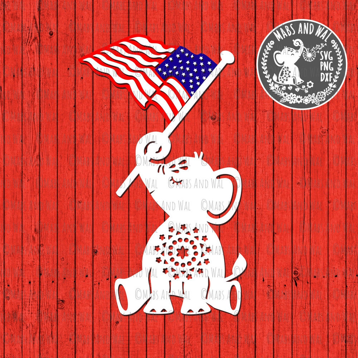 Elephant USA flag 2 SVG png dxf digital cutting file/elephant | Etsy