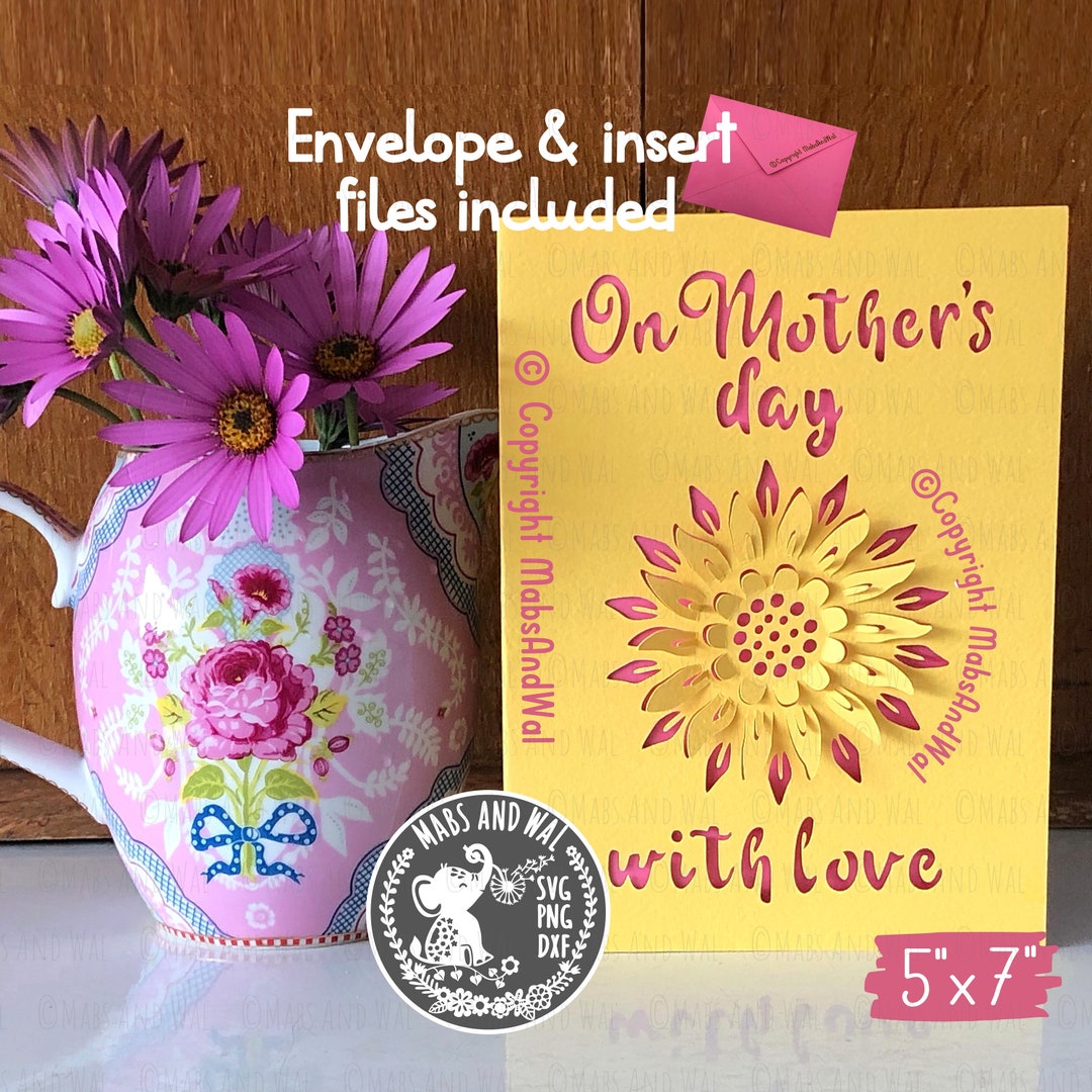 Mother's Day Pop-out Sunflower Card SVG PNG DXF Digital Cutting File ...