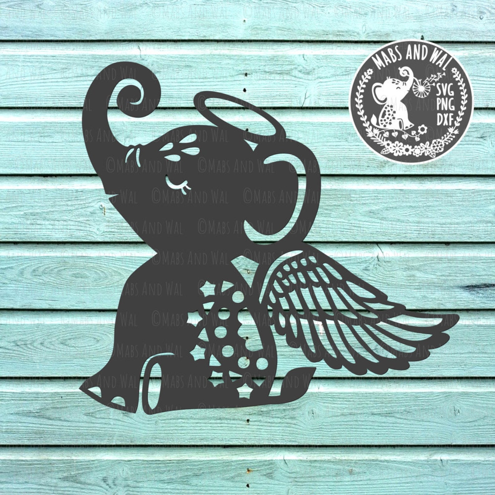 Elephant angel SVG PNG DXF digital cutting file/guardian angel | Etsy