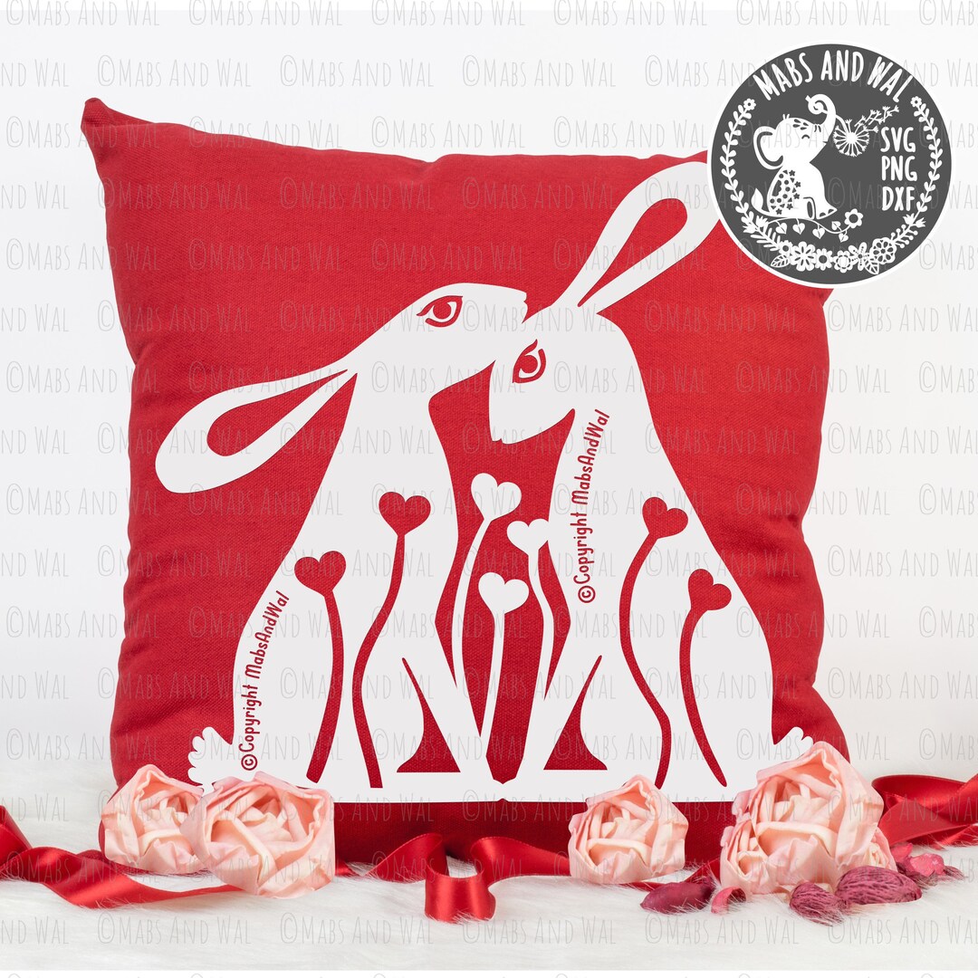 Rabbit Love SVG PNG DXF Digital Cutting File/valentine Rabbits/easter ...