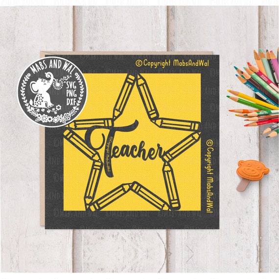 Star Teacher Card SVG PNG DXF Digital Cutting File/teacher - Etsy