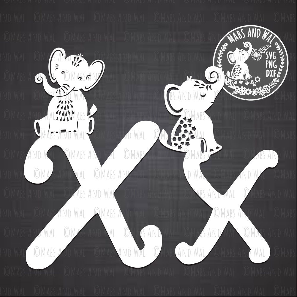Elefant Alphabet Buchstabe X SVG PNG DXF digitale schneiden | Etsy