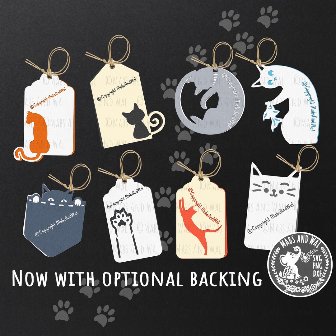 Gift Tags Cat Theme SVG PNG DXF Digital Cutting File/cat Lover Svg/cat ...