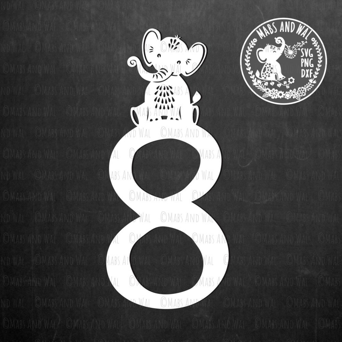 Elephant Number 8 SVG PNG DXF Digital Cutting File/elephant - Etsy