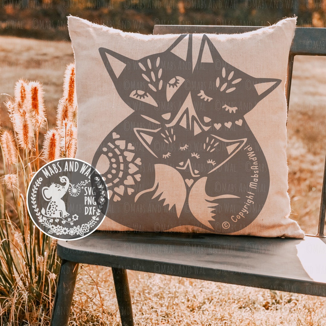 Fox Family SVG PNG DXF Digital Cutting File/folk Style Fox Svg/fox ...