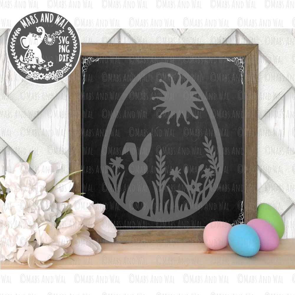 Rabbit in Meadow Egg SVG PNG DXF Digital Cutting File/rabbit - Etsy UK