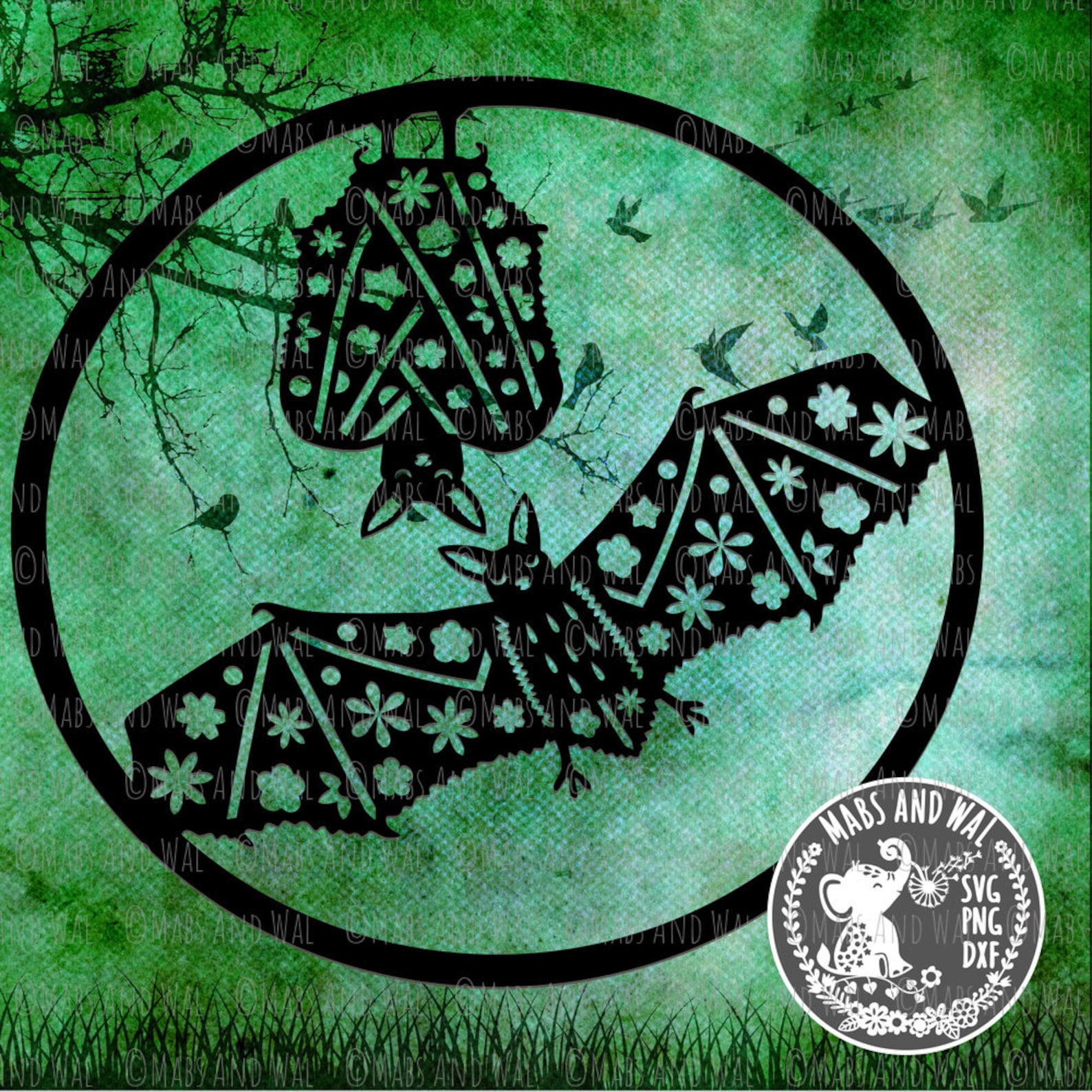 Bats in Circle SVG PNG DXF Digital Cutting File/nocturnal | Etsy UK