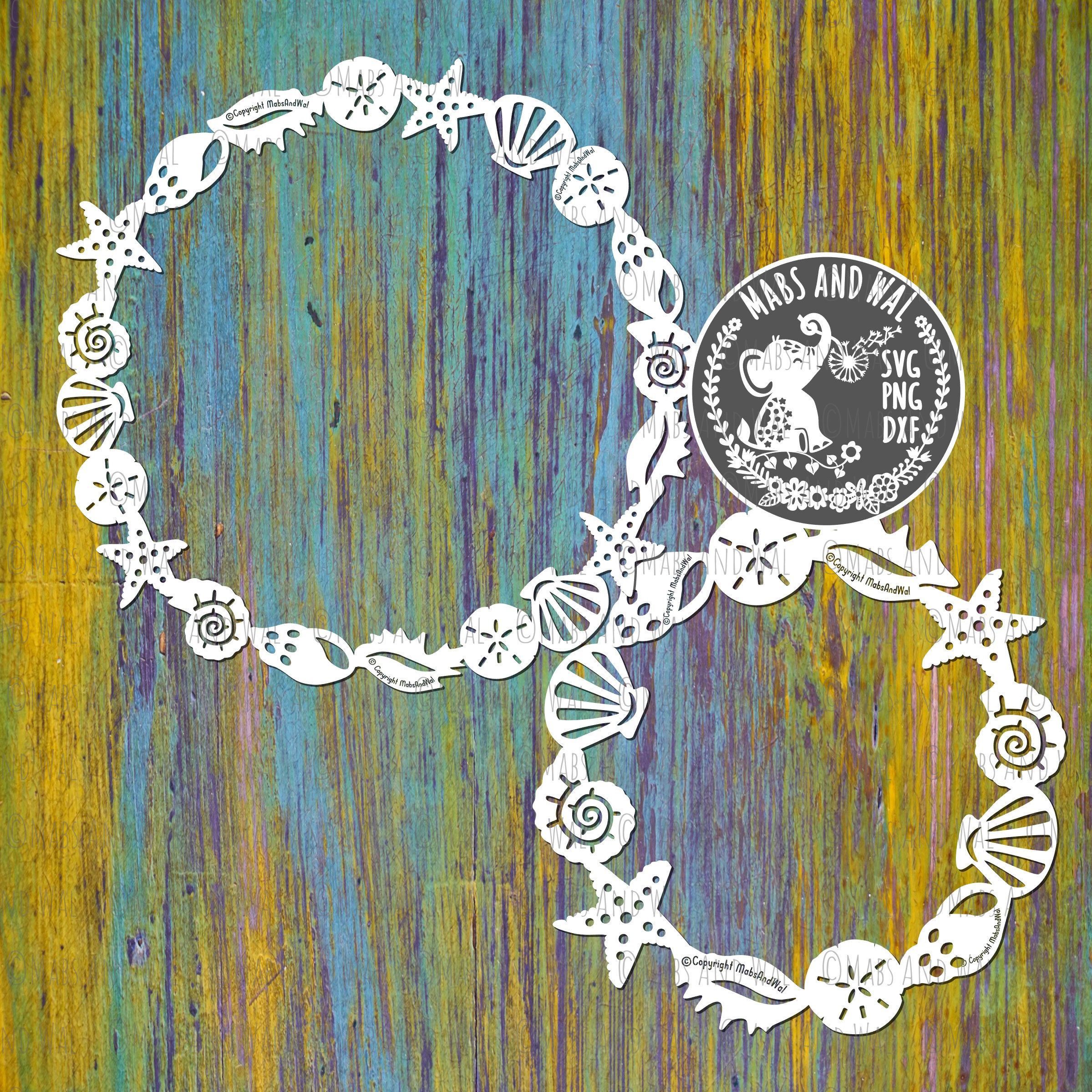 Shell frames round SVG PNG DXF digital cutting file/shell frame/beach ...