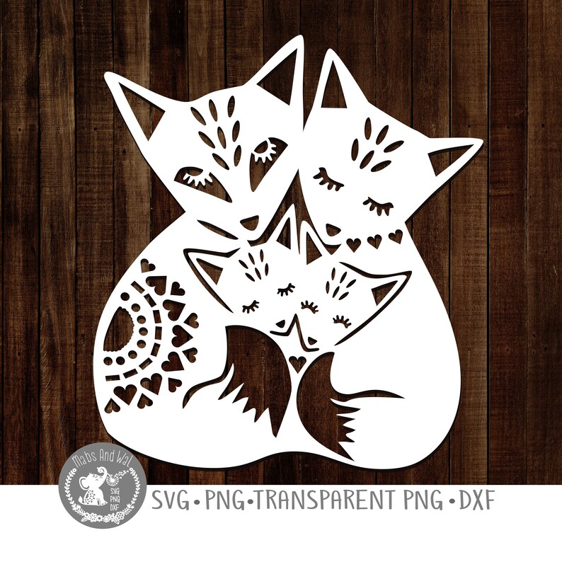Fox family SVG PNG DXF digital cutting file/folk style fox | Etsy