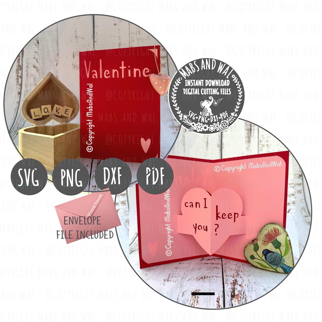 Valentine Can I Keep You Pop-up Card SVG PNG DXF Pdf Digital Cutting ...