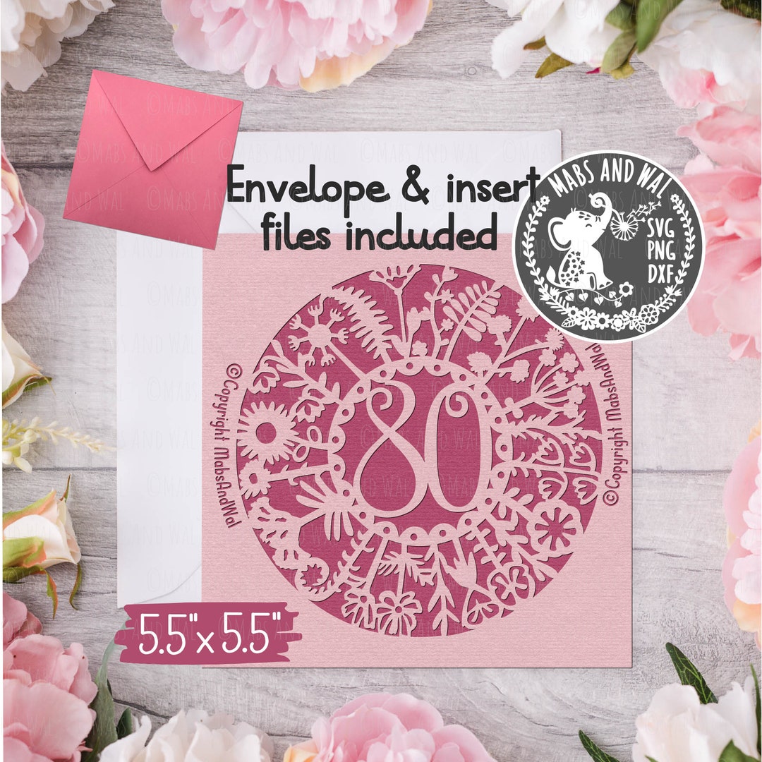 Age 80 Flower Card SVG PNG DXF Digital Cutting Fileage - Etsy