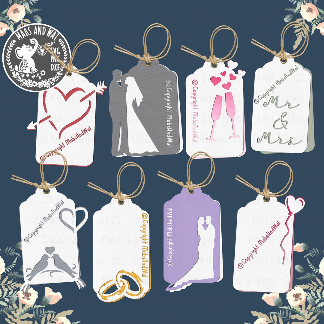 Wedding Gift Tags SVG PNG DXF Digital Cutting File/wedding Day Present ...