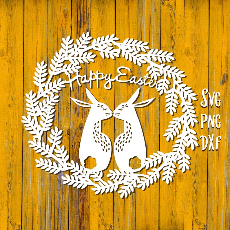 Happy Easter wreath SVG PNG DXF digital cutting file/Easter | Etsy