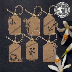 Flower Gift Tags SVG PNG DXF Digital Cutting File/birthday - Etsy
