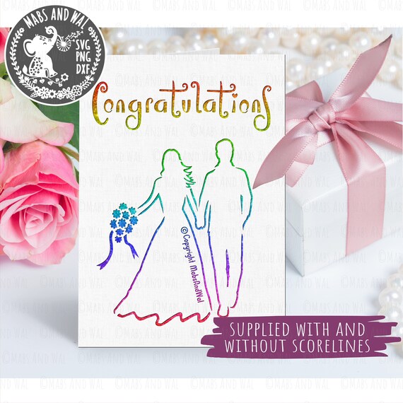 Wedding Congratulations Card SVG PNG DXF Digital Cutting - Etsy Israel