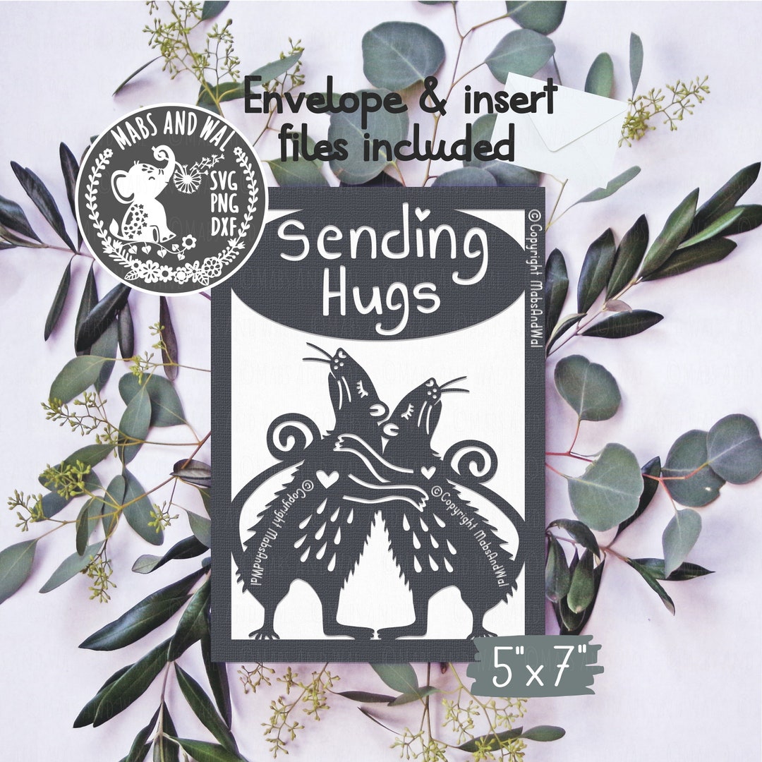 Sending Hugs Rats Card SVG PNG DXF Digital Cutting File/folk Style Rats ...