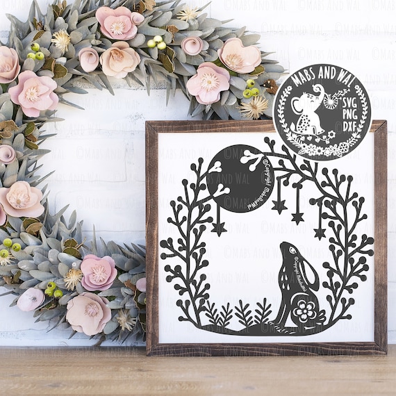 Hare Moon Gazing SVG PNG DXF Digital Cutting File/folk Style | Etsy