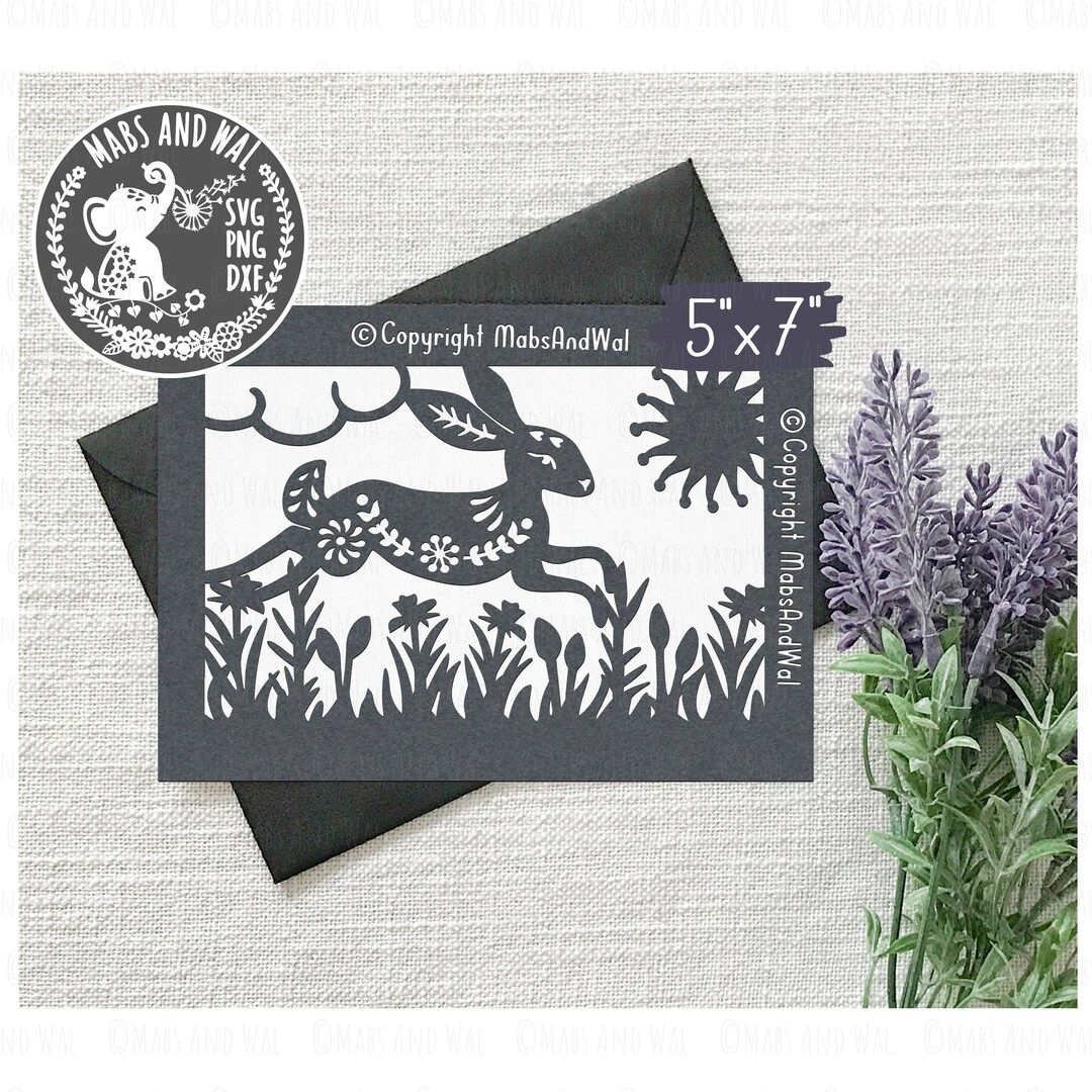 Hare Scandi Card SVG PNG DXF Digital Cutting File/greetings - Etsy