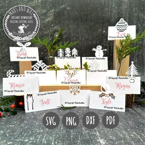 Christmas Table Name Place Cards Set of 12 SVG PNG DXF Pdf Digital ...
