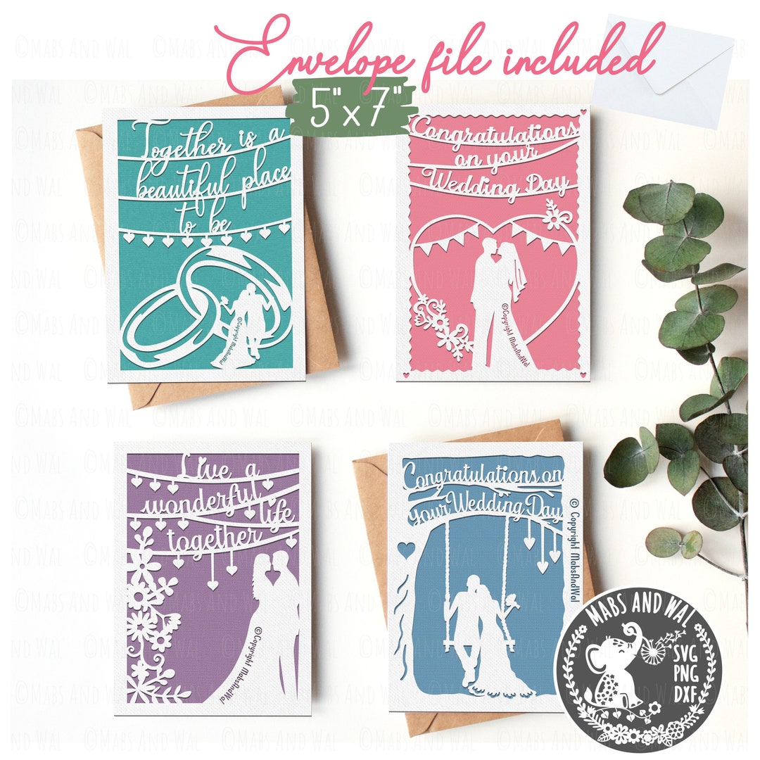 Wedding Four Card Bundle 1 SVG PNG DXF Digital Cutting - Etsy