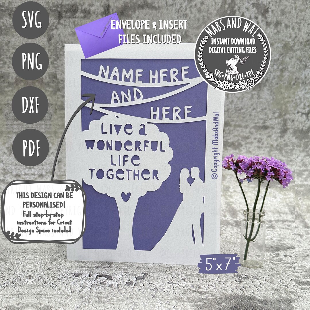 Wedding Personalised Tree Card SVG PNG DXF Pdf Digital Cutting File ...