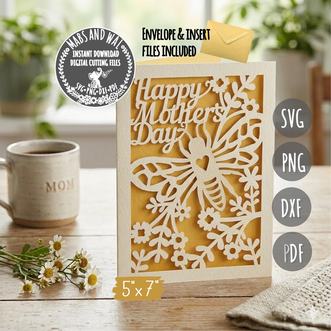 Bee Mother's Day Card SVG PNG DXF Pdf Digital Cutting File/mother's Day ...