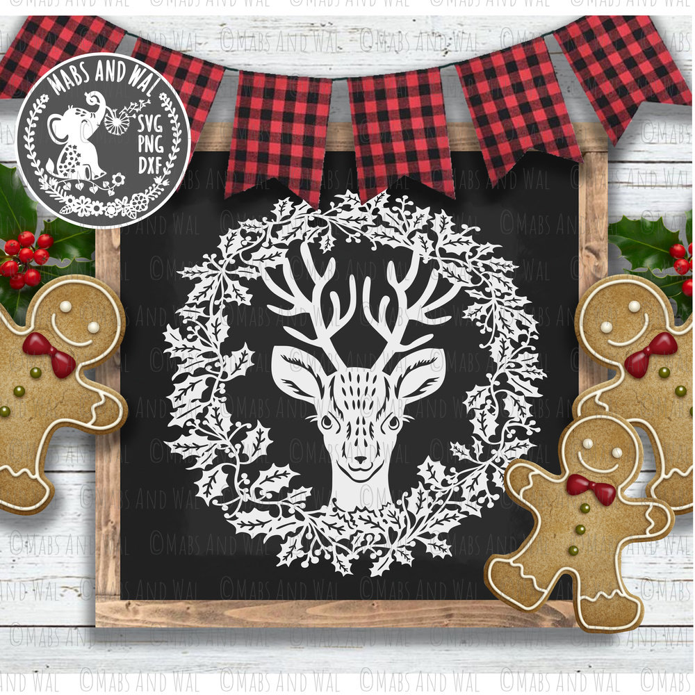 Reindeer Wreath SVG PNG DXF Digital Cutting File/christmas - Etsy UK