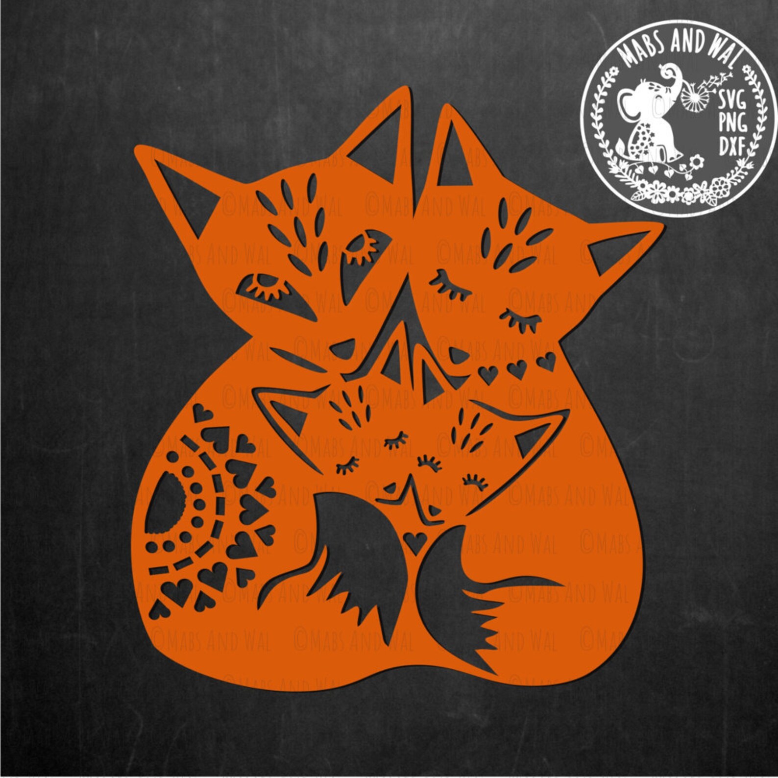 Fox family SVG PNG DXF digital cutting file/folk style fox | Etsy