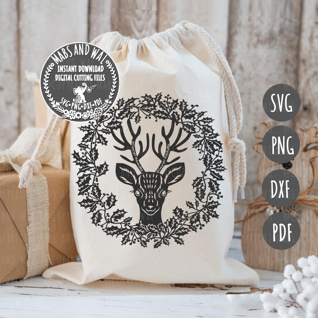 Reindeer Wreath SVG PNG DXF Pdf Digital Cutting File/christmas Reindeer ...