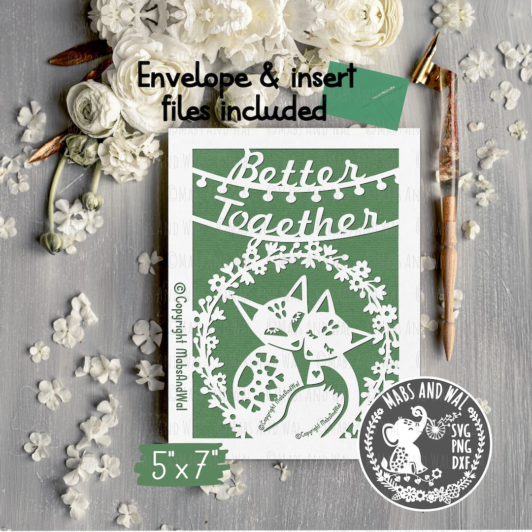 Better Together Fox Card SVG PNG DXF Digital Cutting File,valentine's ...