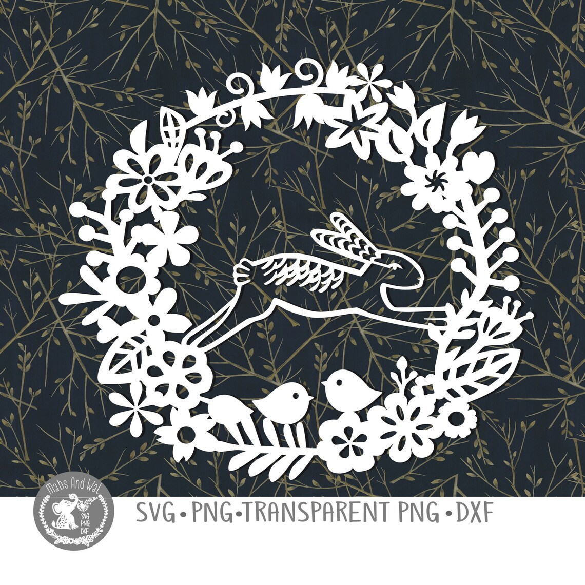 Rabbit Wreath SVG PNG DXF Digital Cutting File/floral - Etsy