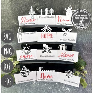 Christmas Table Name Place Cards Set of 12 SVG PNG DXF Pdf Digital ...